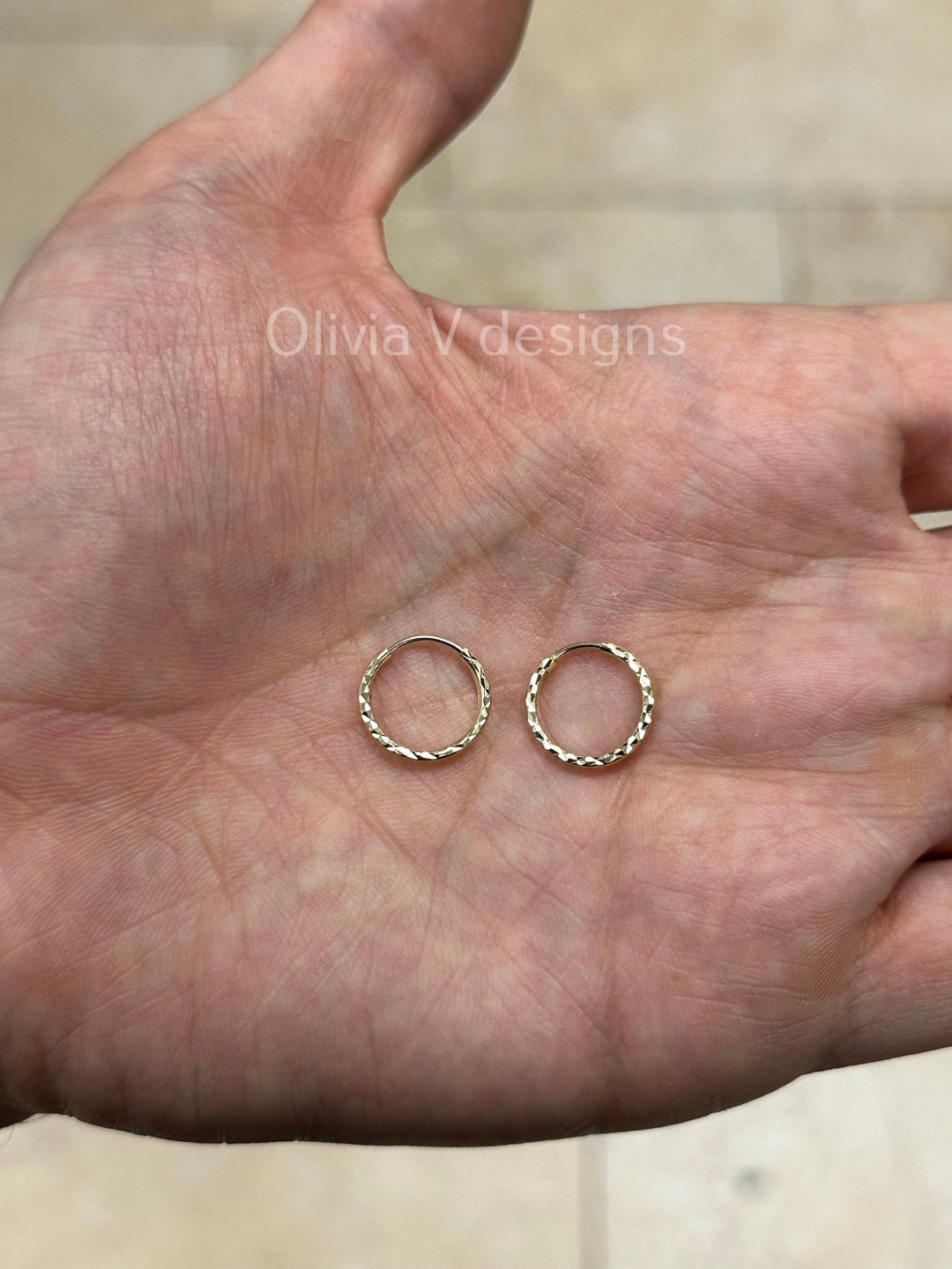 14k Diamond Cut Endless Gold Hoops Gold Endless Hoops 14k Gold Hoops ...