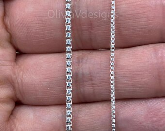 Round Box Chain, 2mm Round Box Chain, Sterling Silver Chain, .925 ...