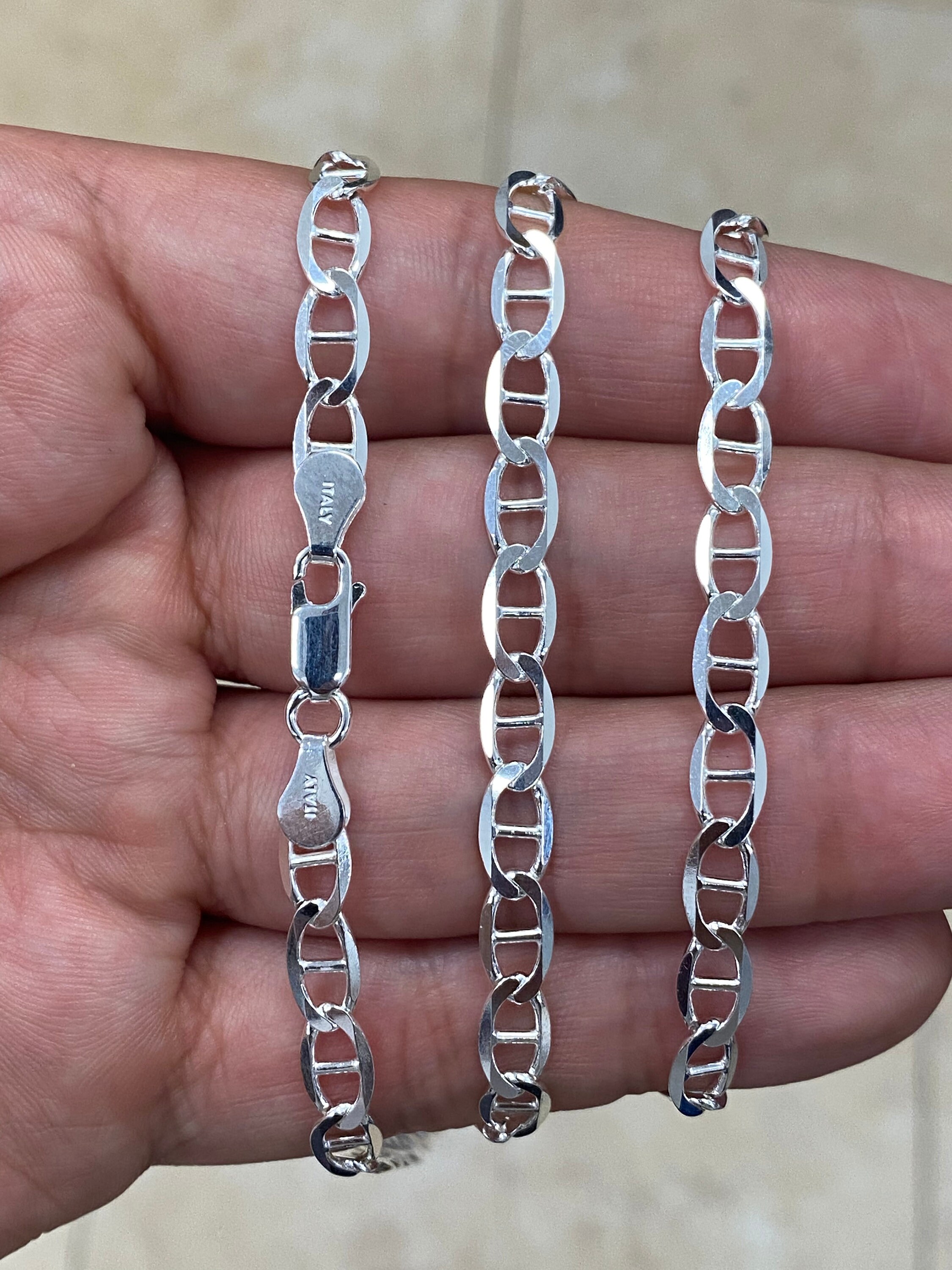 925 Sterling Silver 5.50mm Flat Mariner Link Anchor Chain - Etsy