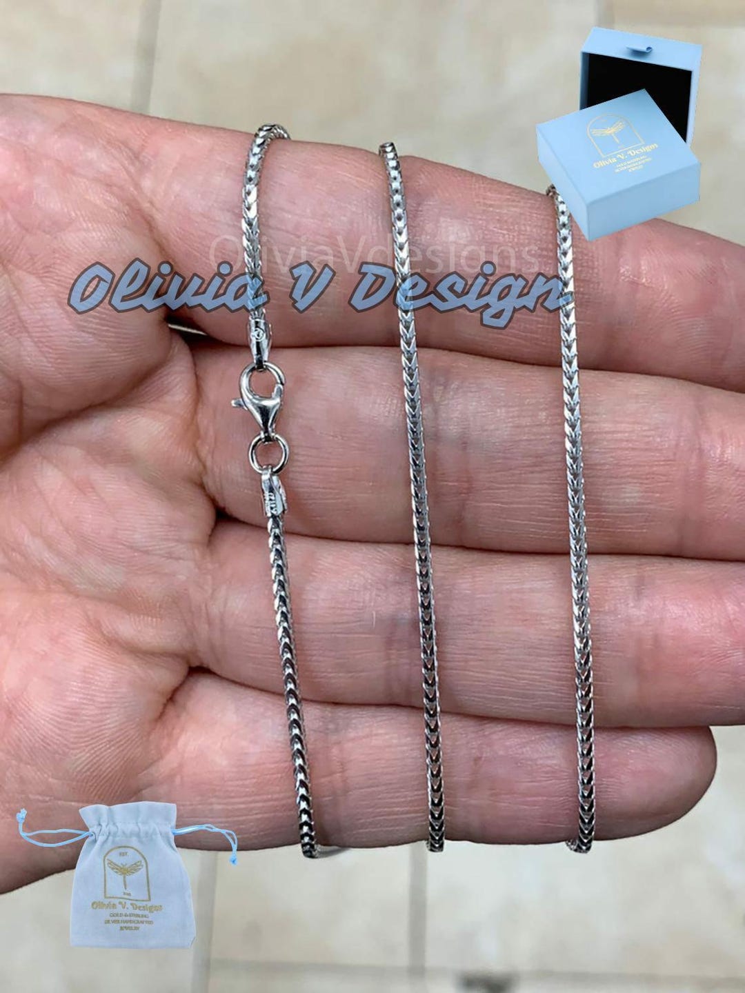 Genuine Solid 925 Sterling Silver 1.50mm Franco / Wheat / Foxtail Chain ...