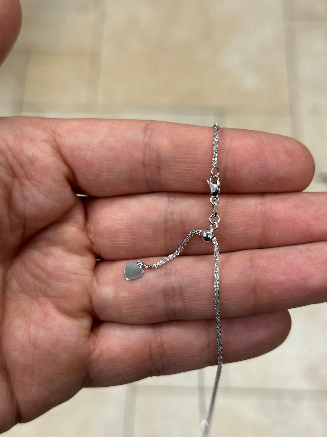 1.8mm Solid Adjustable Sparkle Twisted Rock Chain REAL 10K White Gold ...