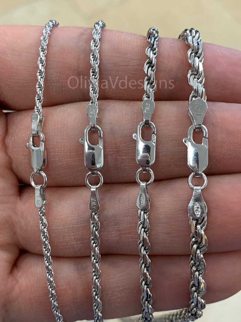 925 Sterling Silver Rope Chain Necklace Italy 2mm 2.5mm 3.2mm - Etsy