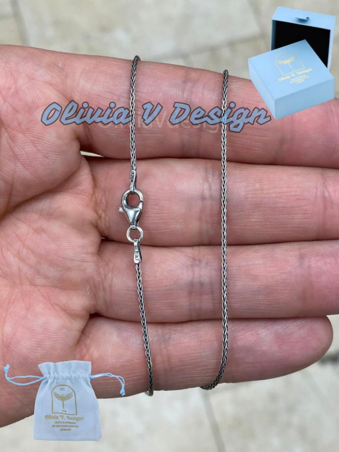 Oxidized Sterling Silver Wheat Spiga Chain - Bali Woven Necklace - Etsy