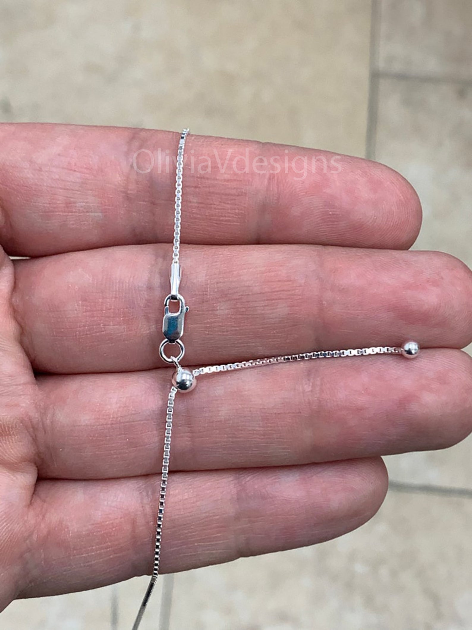 925 Sterling Silver Box Adjustable 1mm Chain Silver Sterling - Etsy