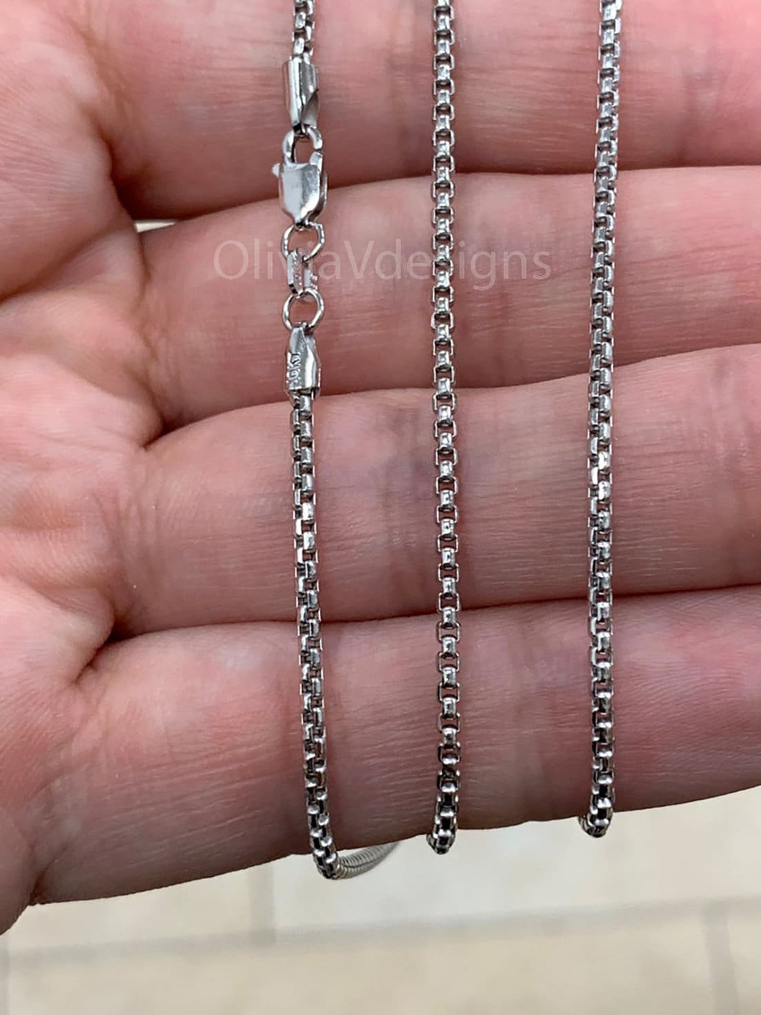 10K White Gold Round Box Necklace Chain 1.80mm Round Polished - Etsy