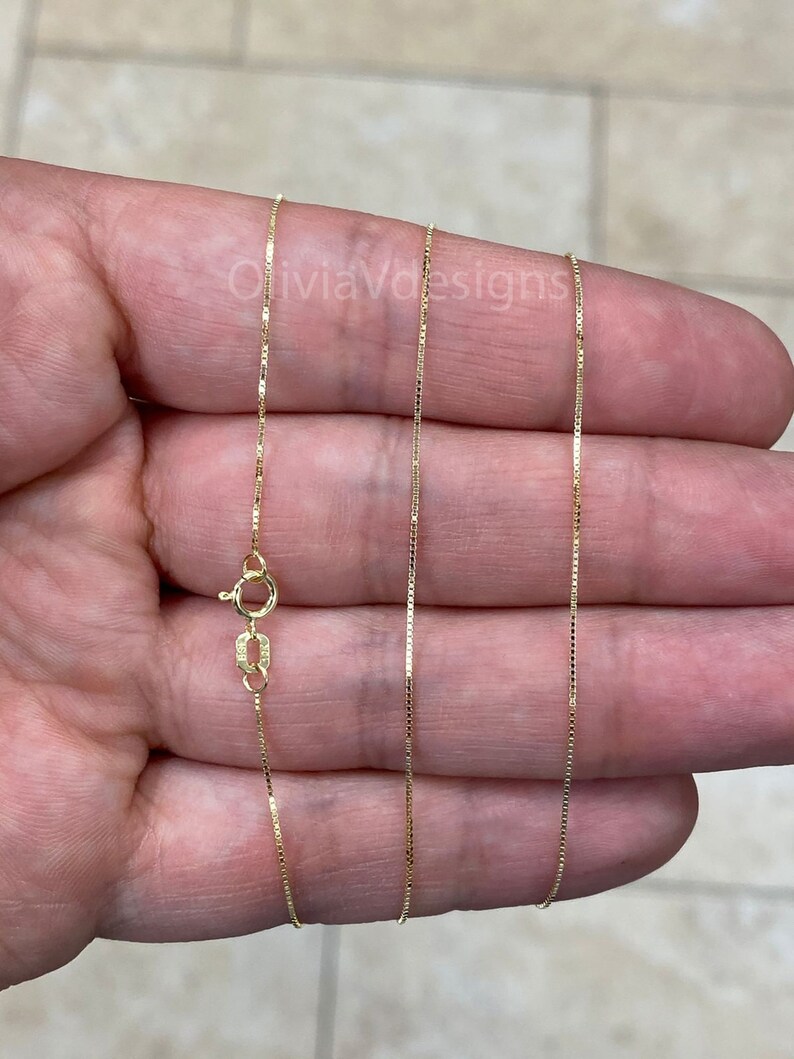 Solid 10K Gold Box Chain Necklace Delicate Dainty Layered - Etsy