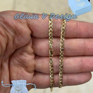 14K Solid Yellow Gold Cuban 4MM Link Chain Necklace 18" ,layering Chain ...