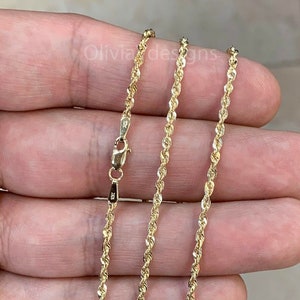 10k Gold Sparkle Rope Chain, 1.20mm Light Weight Necklace ,everyday ...