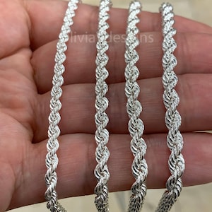 925 Sterling Silver Rope Chain Necklace 3.2mm 4mm 4.5mm 5mm - Etsy