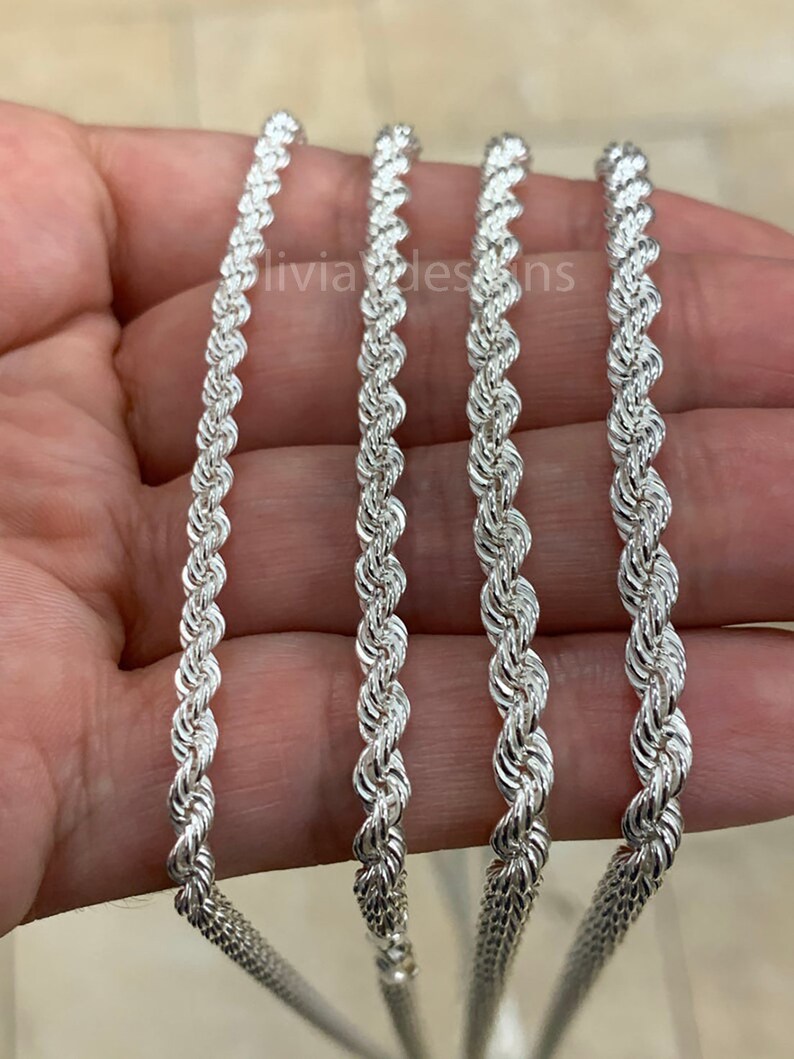 925 Sterling Silver Rope Chain Necklace 3.2mm 4mm 4.5mm 5mm - Etsy
