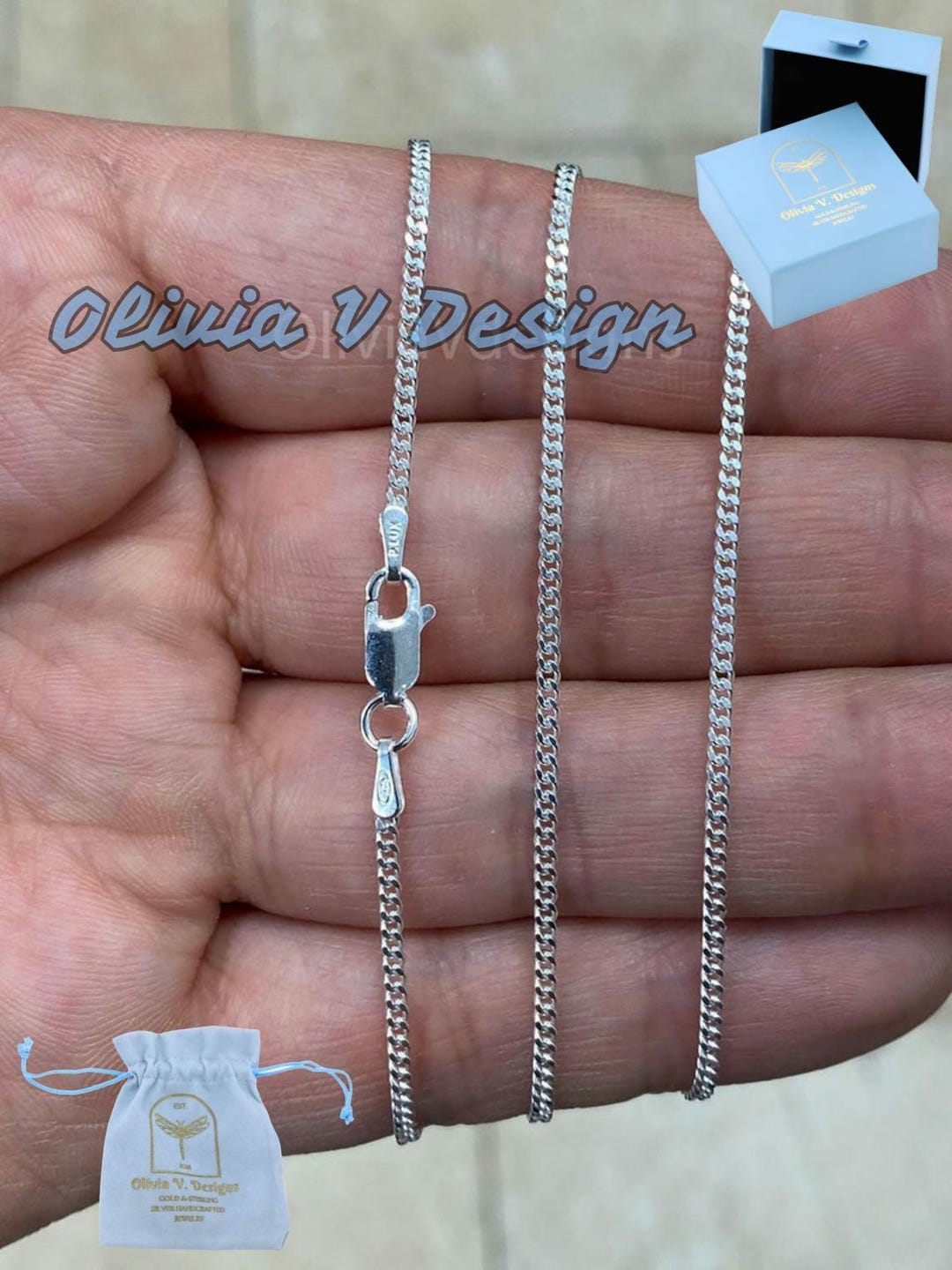 Sterling Silver Italian Cuban Curb Chain: Solid 925 Silver, 2.5mm - Etsy