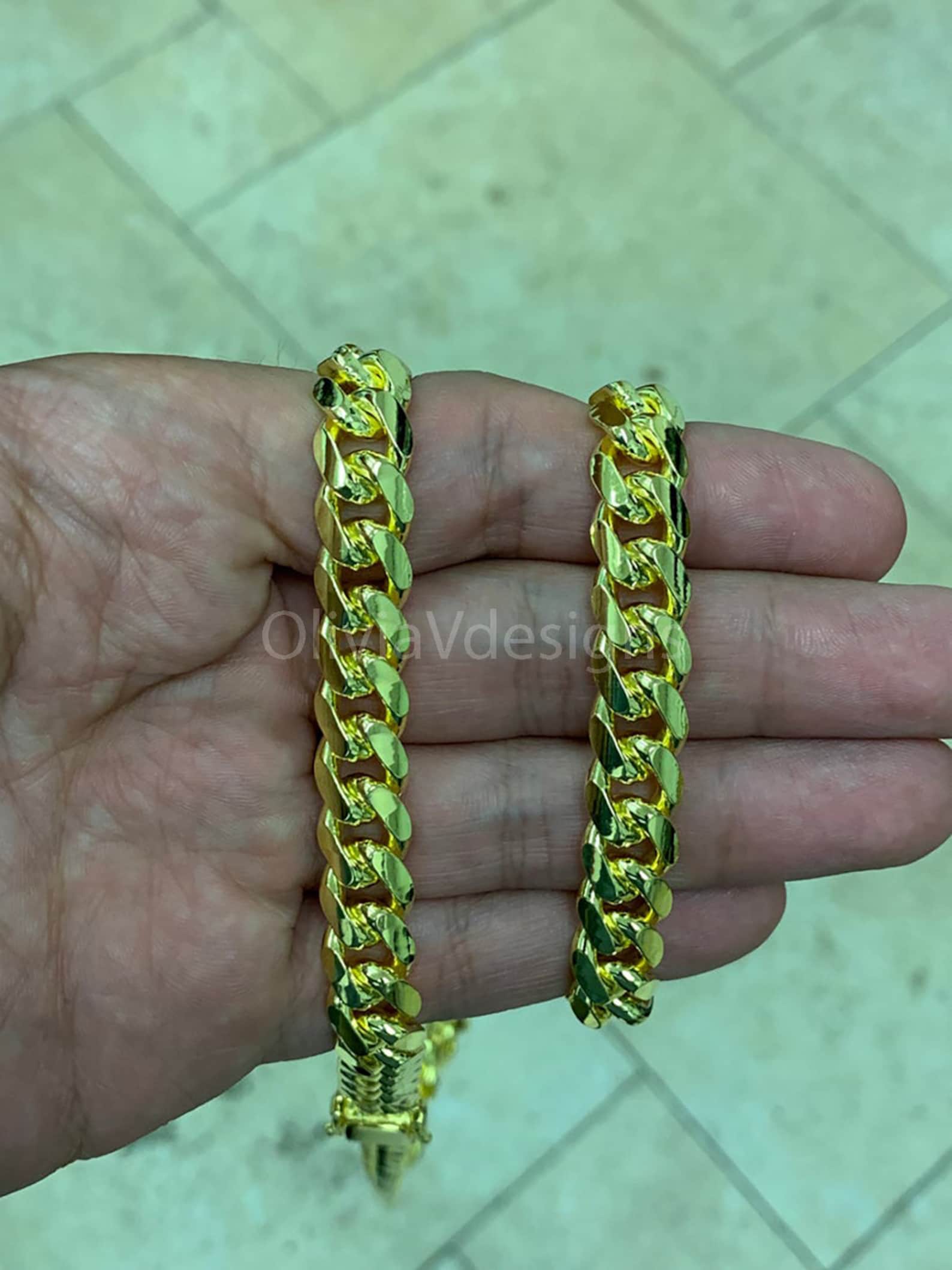 Solid 925 Sterling Silver Italian Chain Necklace Solid Miami - Etsy