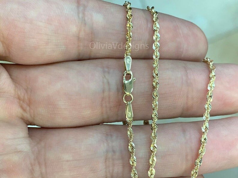 10k Gold Sparkle Rope Chain 1.20mm Light Weight Necklace - Etsy