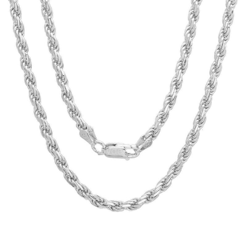 925 Sterling Silver Diamond Cut Rope Necklace Fine Silver - Etsy