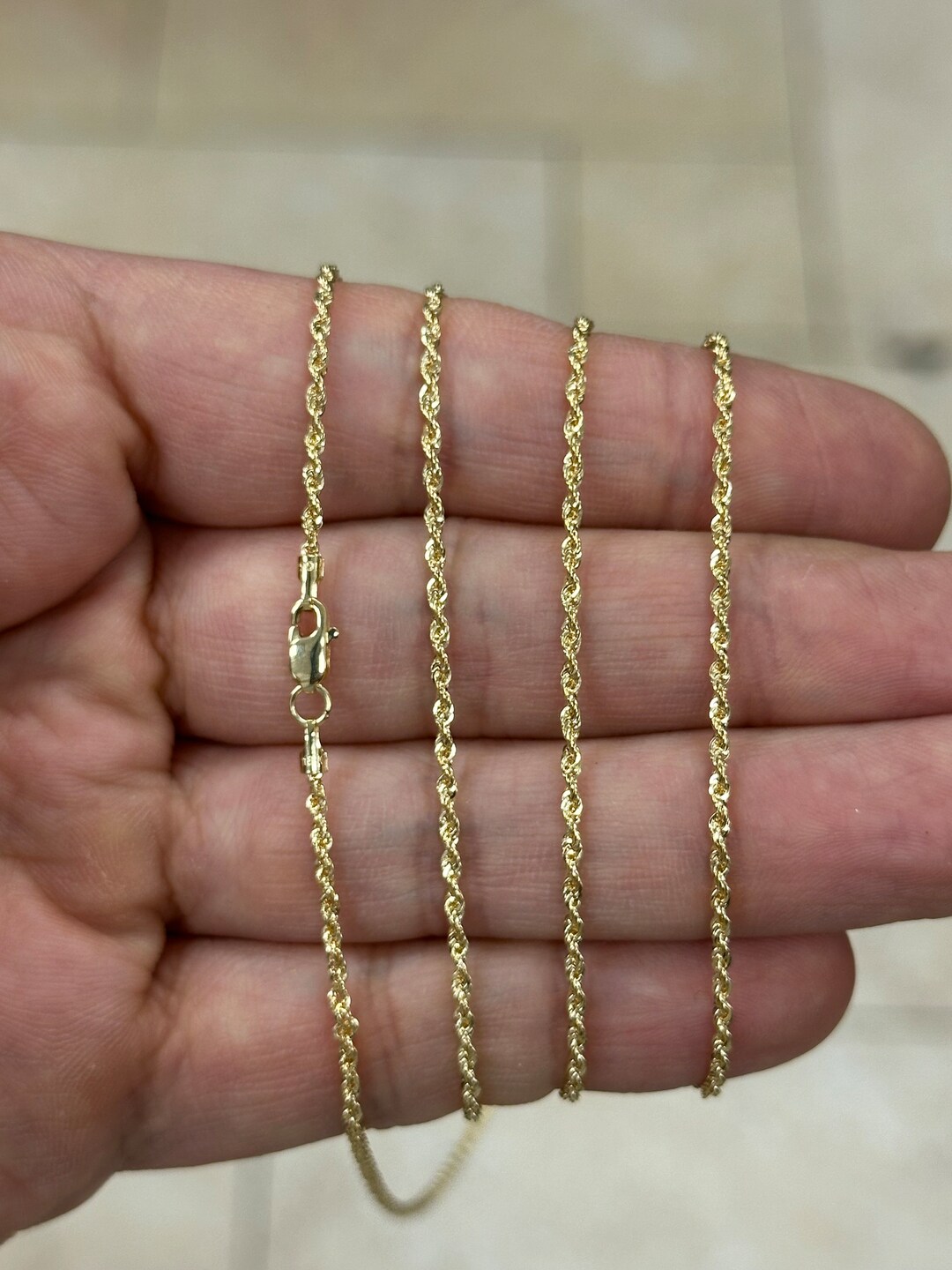 Genuine 18K Solid Genuine Gold Rope Chain 1.80mm 10'' 16'' 18'' 20'' 22 ...