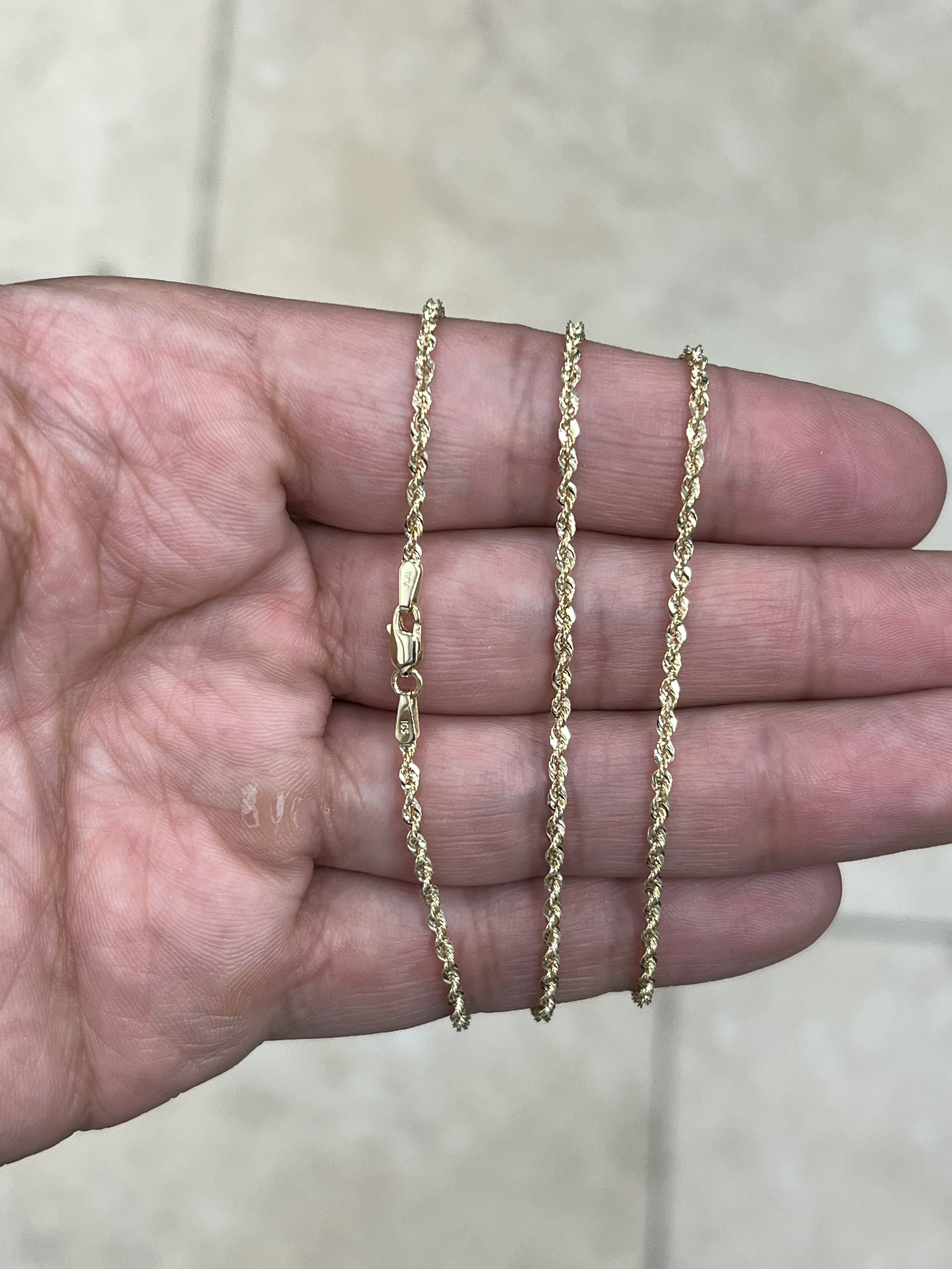 10K Solid Yellow Gold Necklace Gold 2.00mm Rope Chain 10K - Etsy