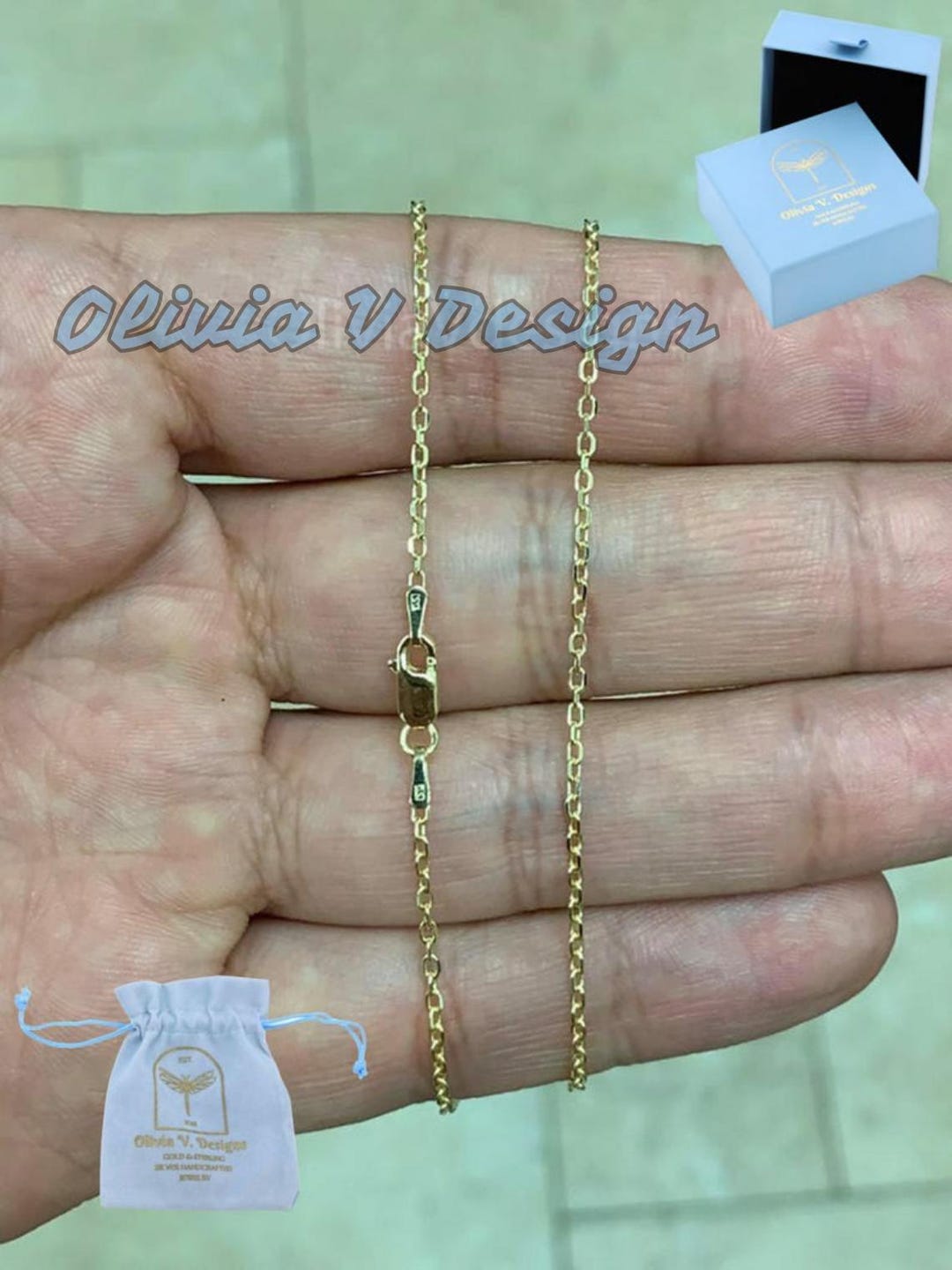 Real 14k Yellow Gold Cable Chain 2.20mm 16'' 18'' 20'' , Forzantina ...