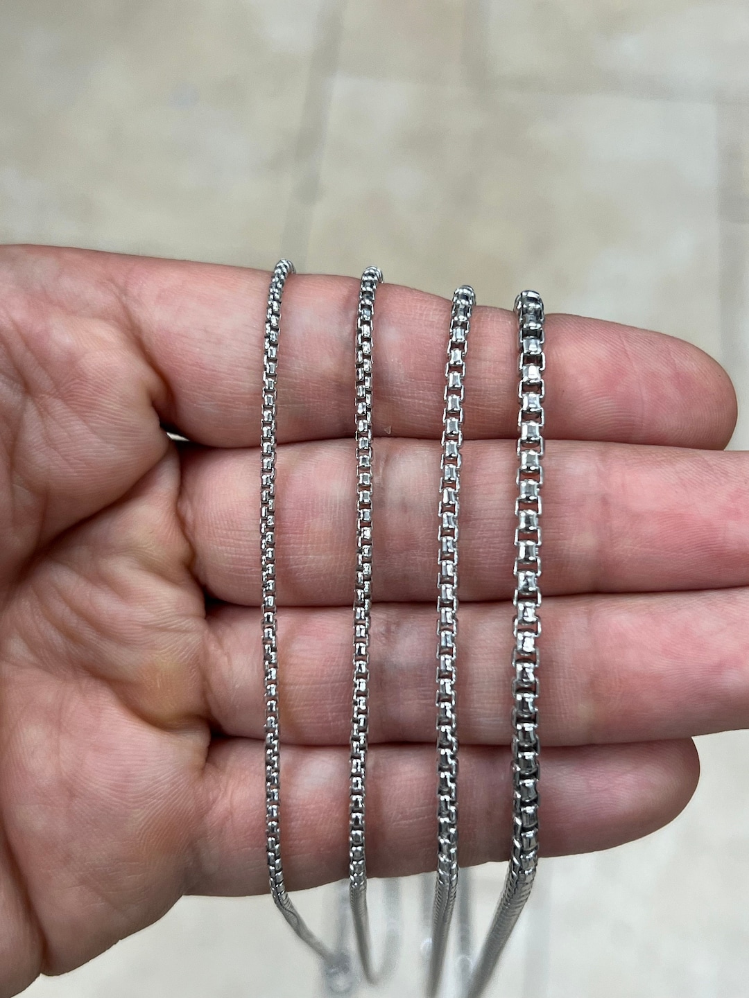 925 Sterling Silver Round Box Chain 1.8mm 2.1mm 2.6mm 3.3mm - Etsy