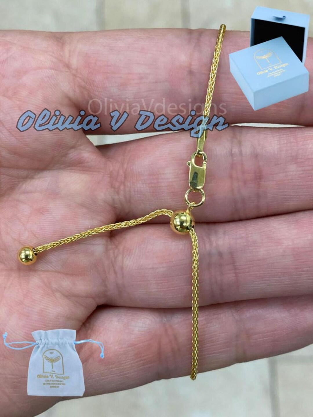 14k Gold Over Sterling Silver Wheat Chain Necklace: Adjustable Spiga ...