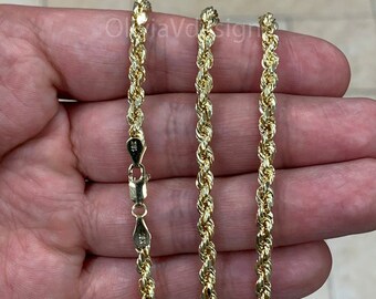 18k Solid Gold Chain - Etsy