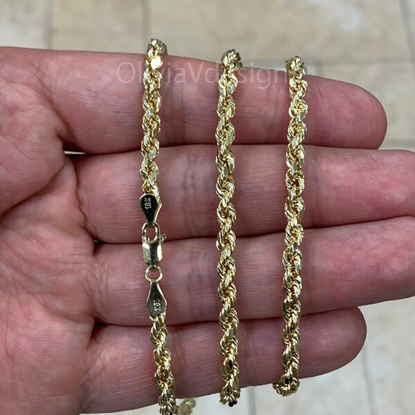 18k Gold Rope Chain - Etsy