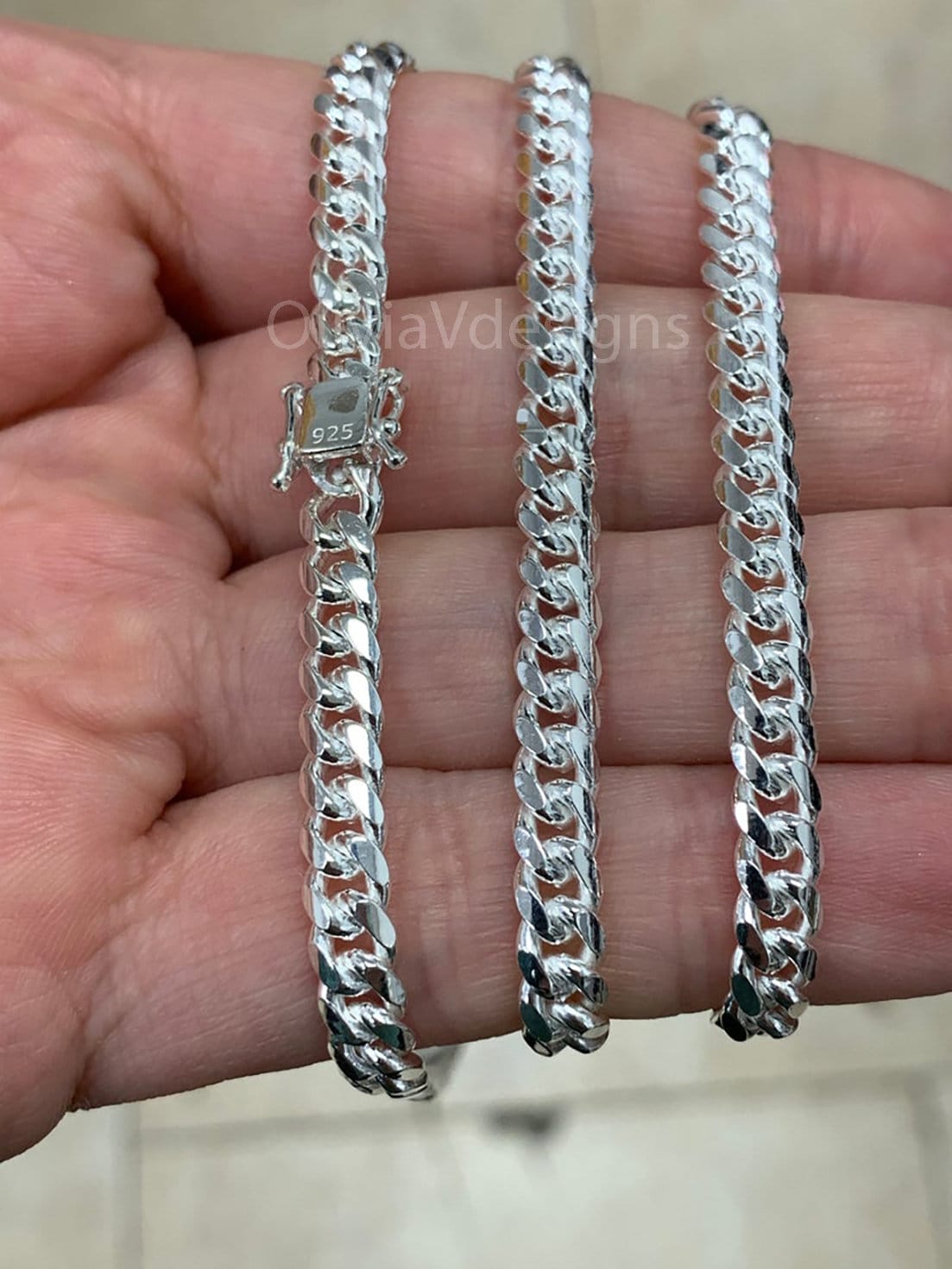 925 Solid Sterling Silver Miami Cuban 5mm Men Boyfriend Father | Etsy