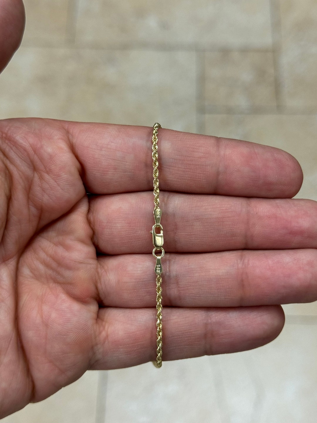 14K Solid Yellow Gold Rope Chain Anklet, 14K Gold Rope Anklet, 14K Rope ...
