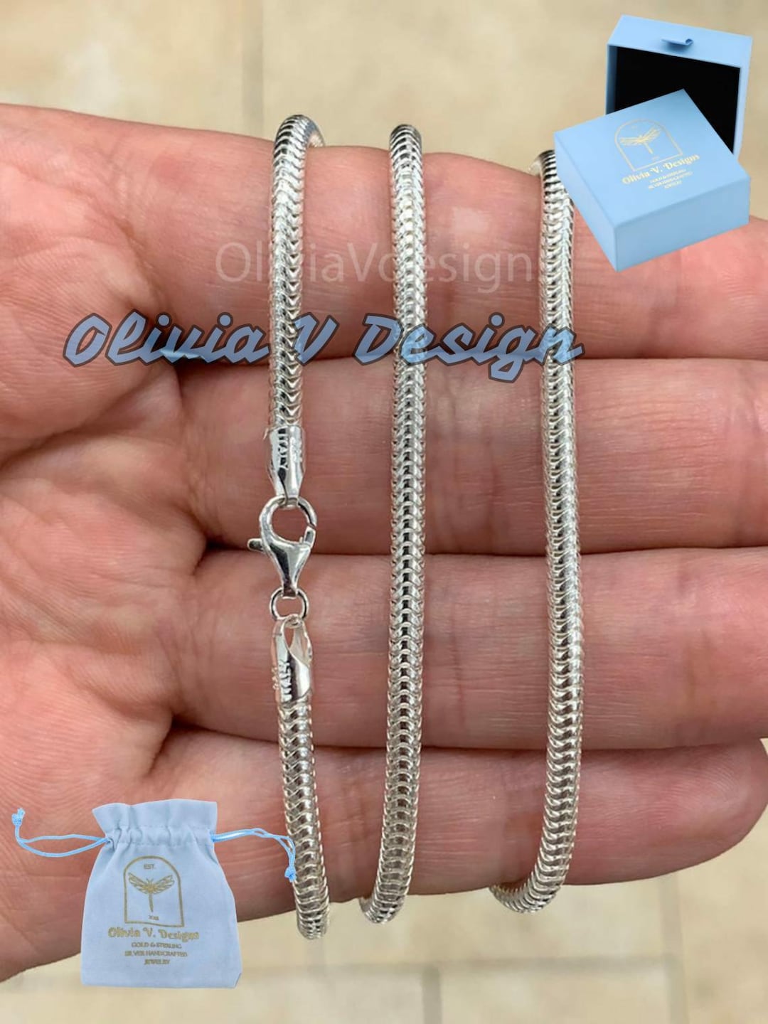 3.5MM Sterling Silver Italian Snake Chain Necklace Bracelet - Etsy