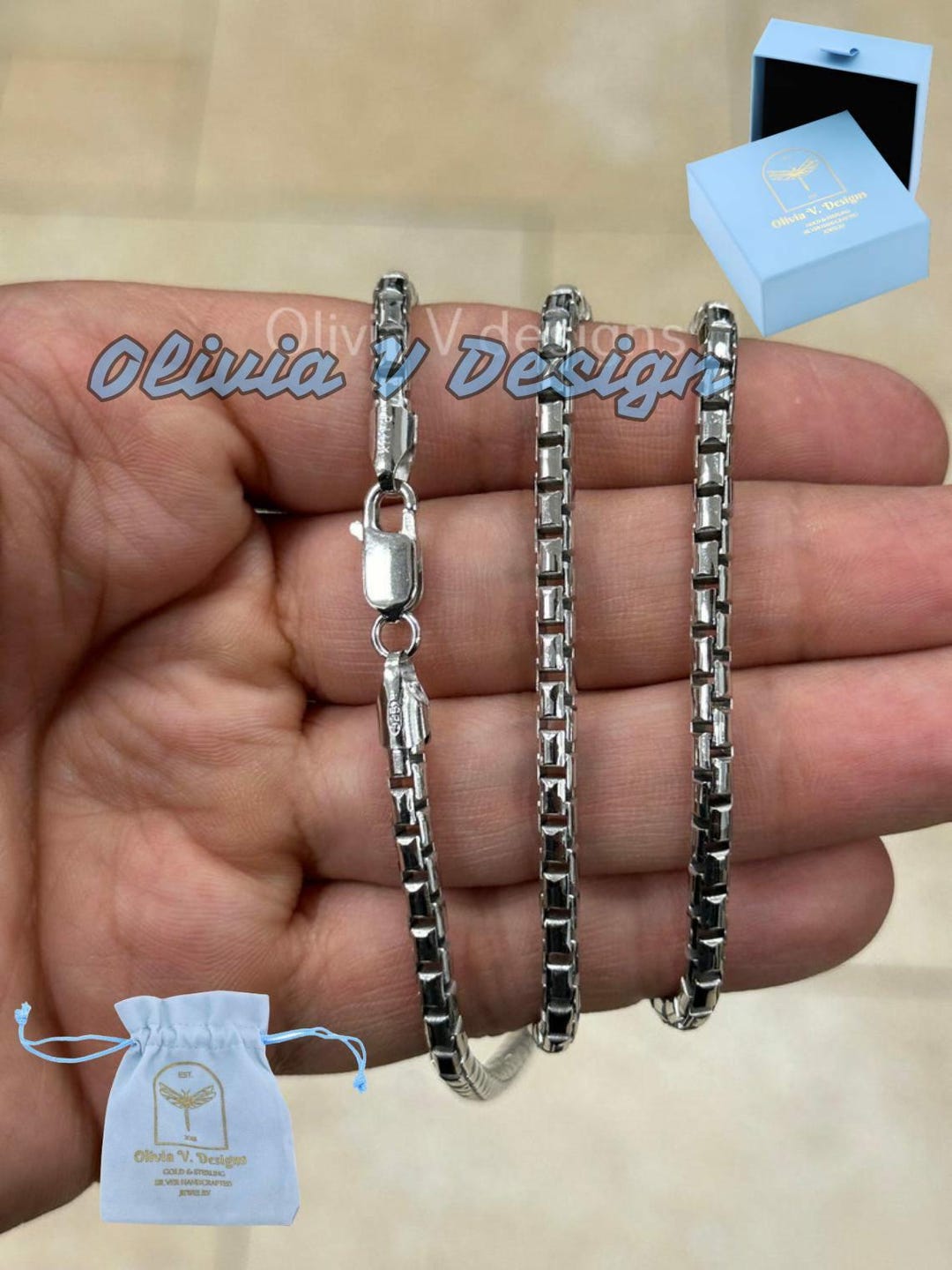 925 Sterling Silver Round Box Chain, 4mm Round Box Chain, Sterling ...