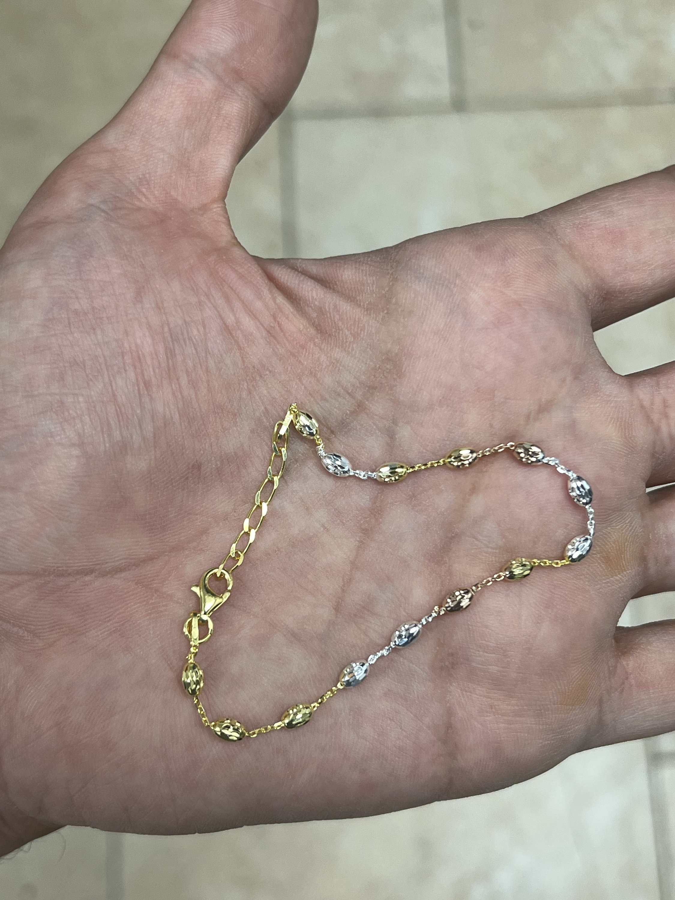 925 Sterling Silver Tri-color Oval Moon Cut Bead Chain 3mm - Etsy