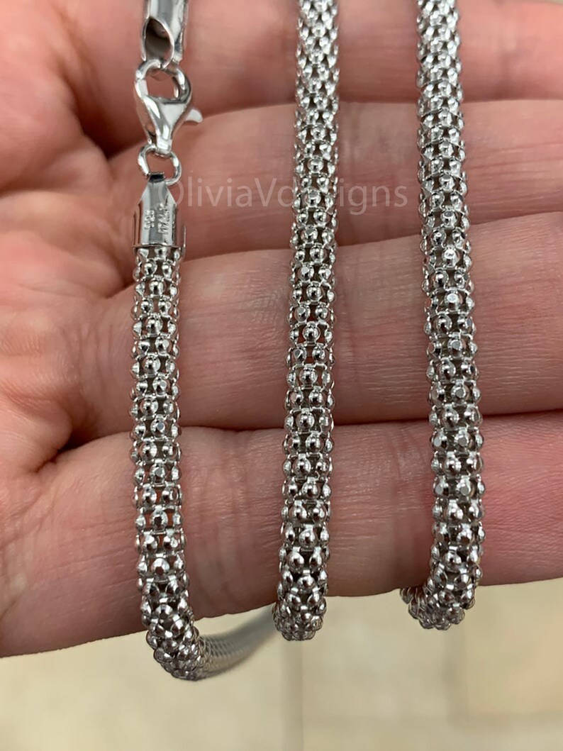 4.5MM Solid 925 Sterling Silver Italian Shiny POPCORN Chain - Etsy