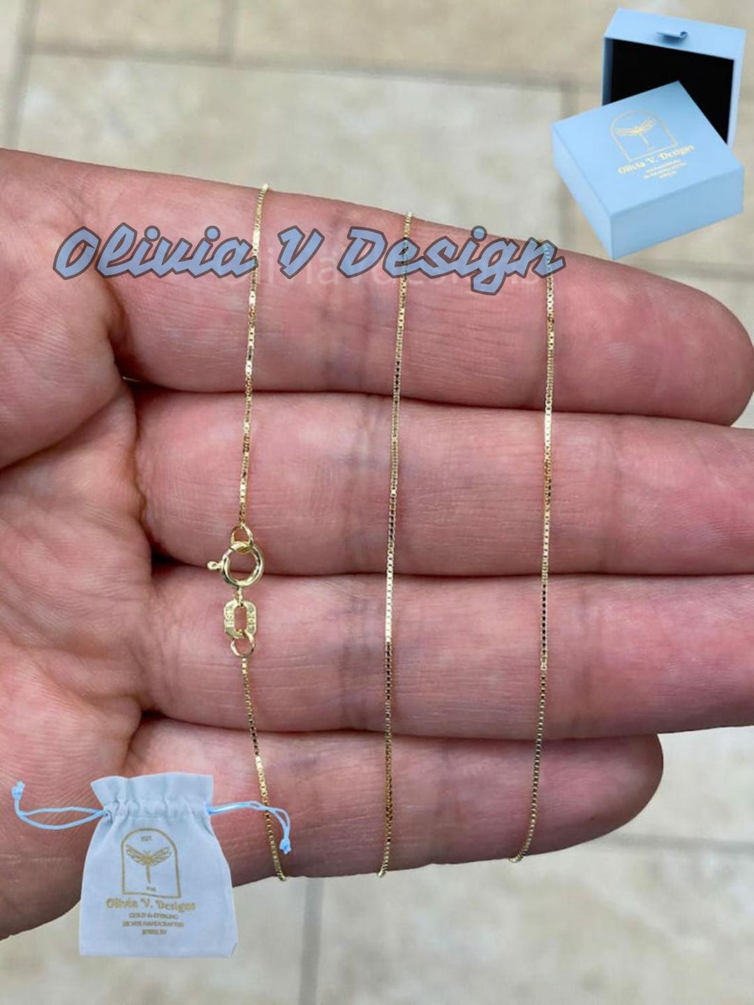 10K Solid Gold Box Chain Necklace: Delicate Layered Style - Etsy