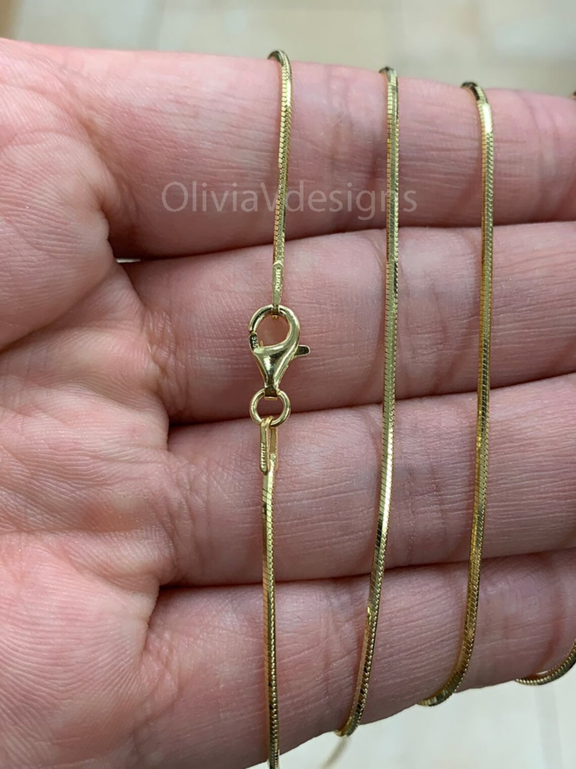 14k Gold Over 925 Sterling Silver Snake Chain 1mm 8-sided - Etsy