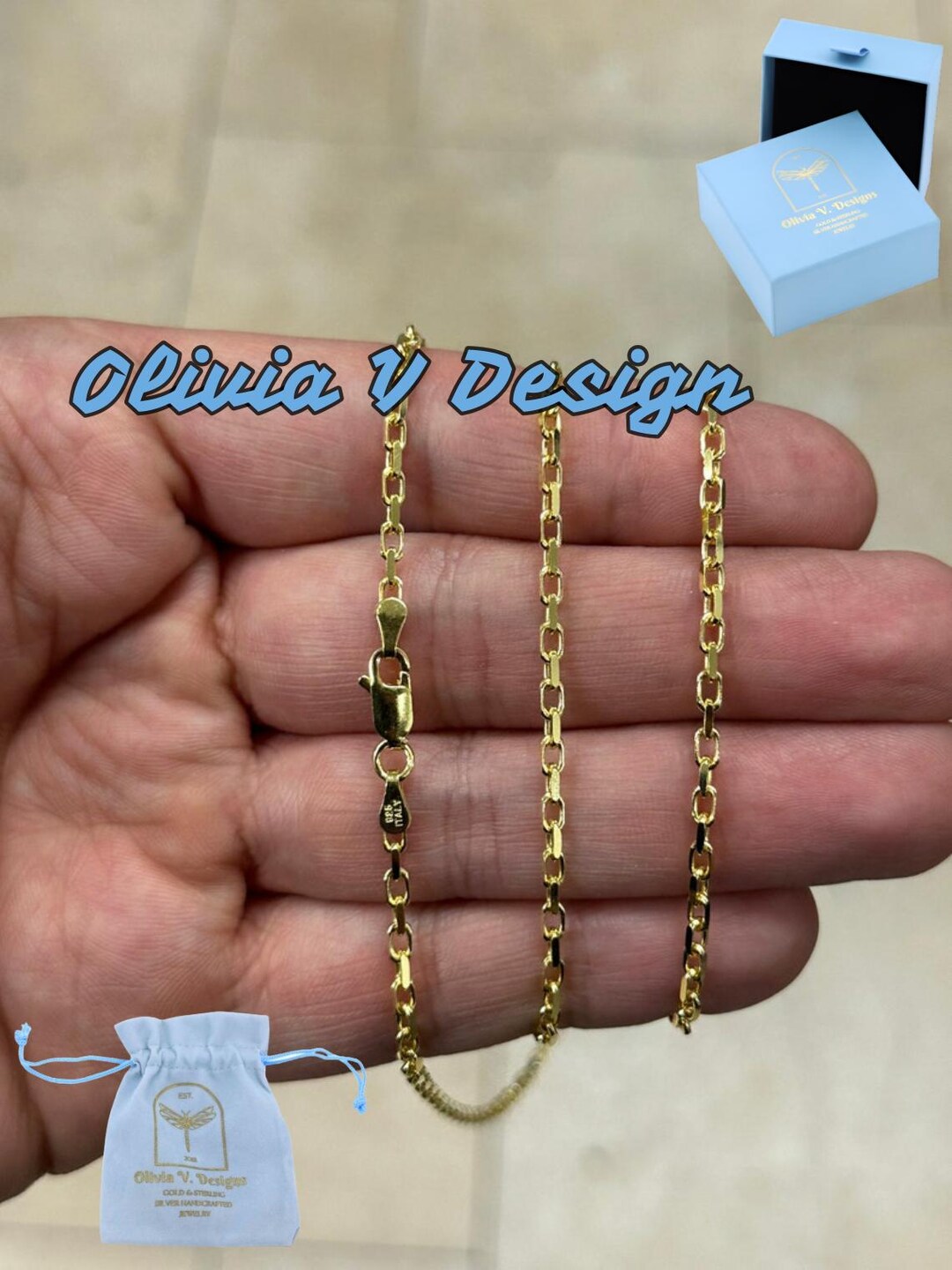 14K Gold Over Sterling Silver Anchor Forzentina Link Necklace (2.2mm ...