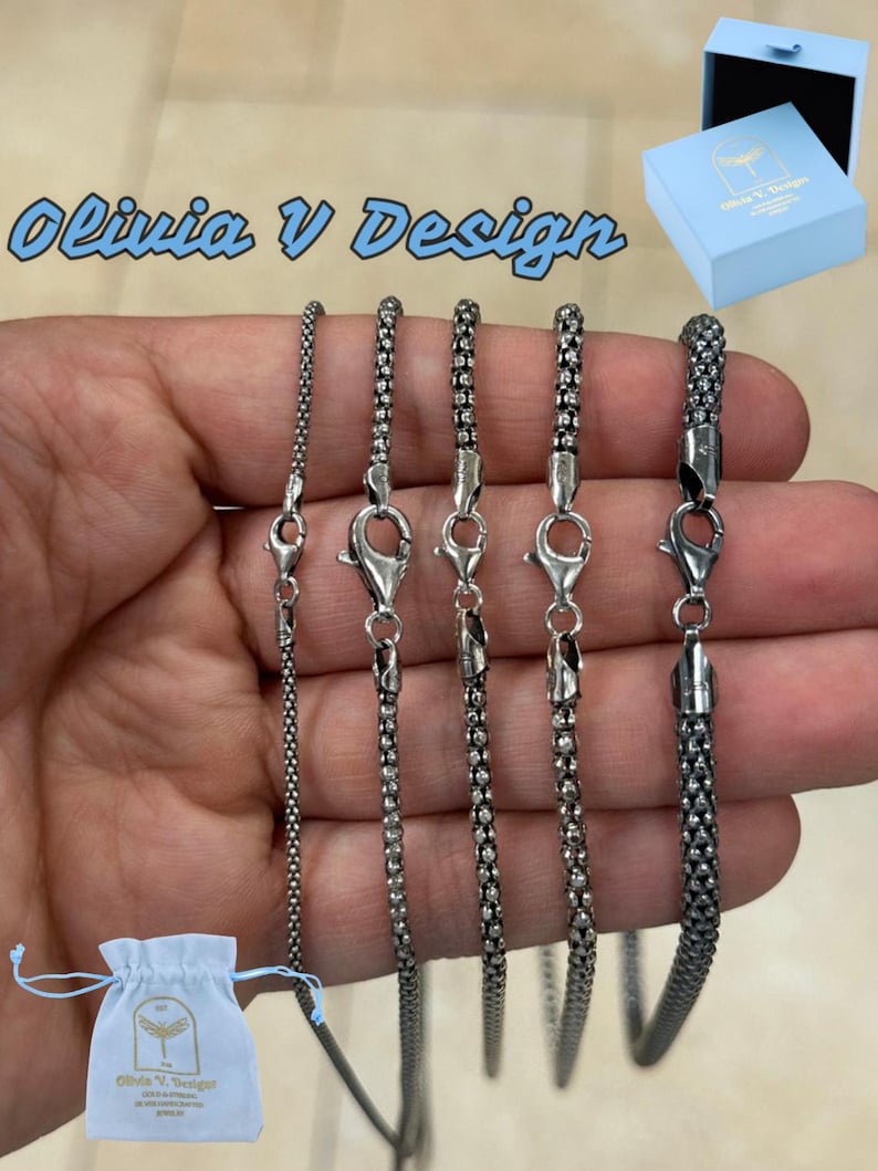 Oxidized Sterling Silver Popcorn Chain: Bali Braided Necklace - Etsy