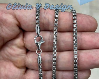 Round Box Chain, 2mm Round Box Chain, Sterling Silver Chain, .925 ...