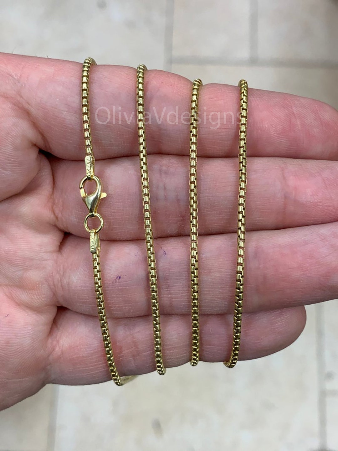 Round Box Chain, 1.5mm Round Box Chain, Sterling Silver Chain, 14k ...