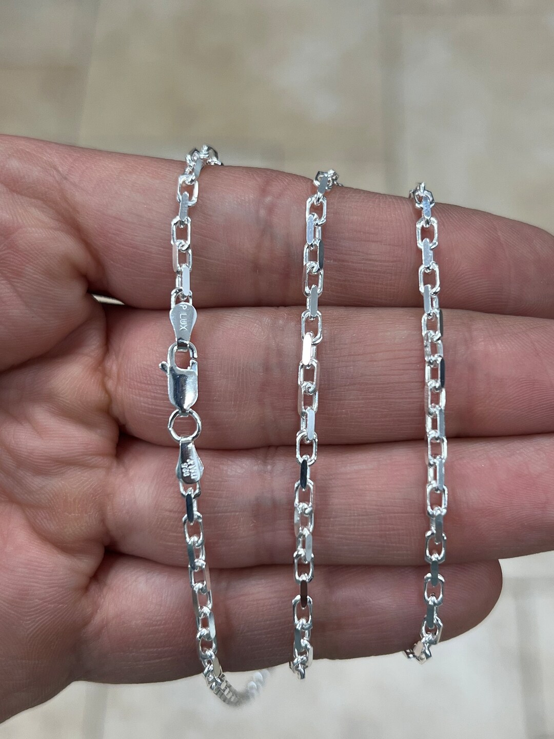 925 Sterling Silver Anchor Forzentina Link Necklace 2.7mm, Sterling ...
