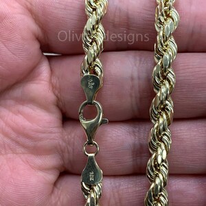 10K Solid Yellow Gold Necklace Gold Rope Chain 6mm, 10K Gold Rope Chain ...