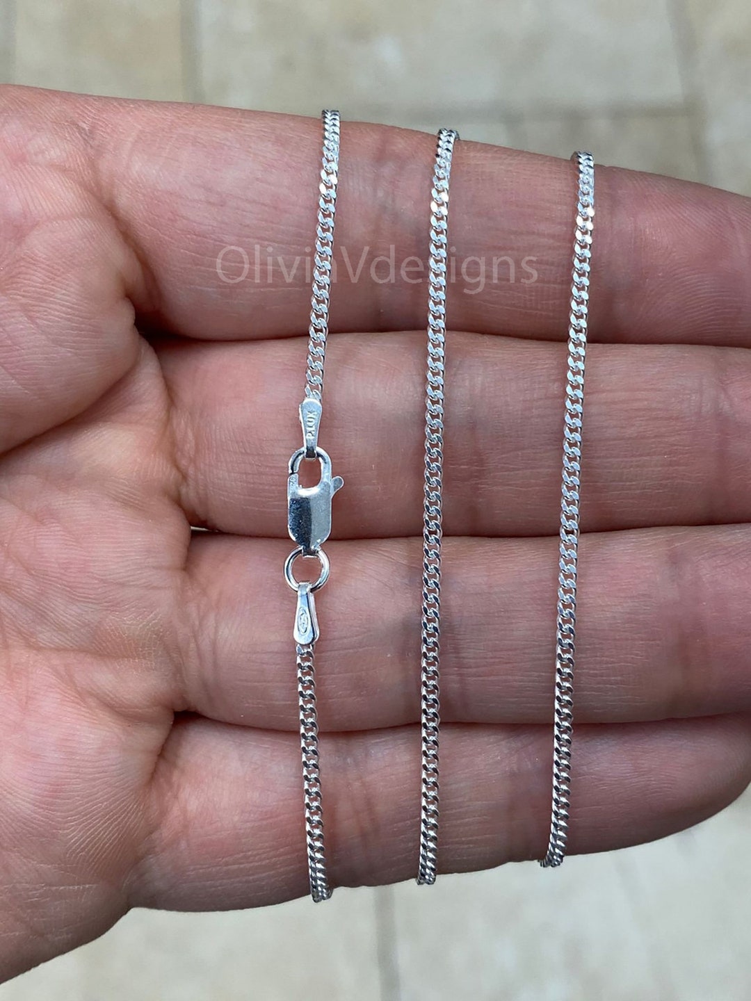925 Sterling Silver Italian Solid Cuban Curb Link Chain 16'' 18'' 20 ...