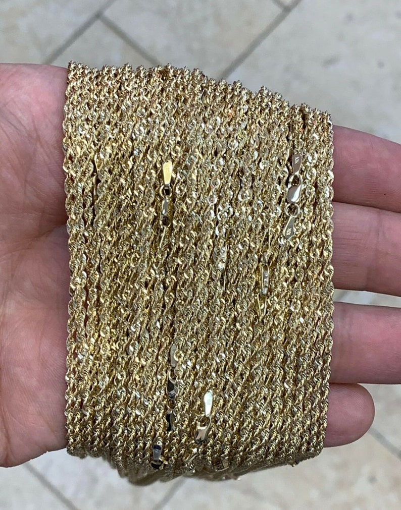 10k Gold Sparkle Rope Chain 1.20mm Light Weight Necklace - Etsy