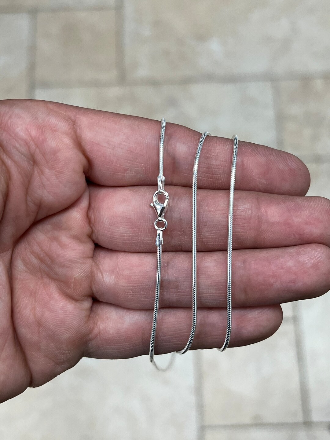 Real Solid 925 Sterling Silver Snake Chain Necklace 1.4mm in 16,18,20 ...