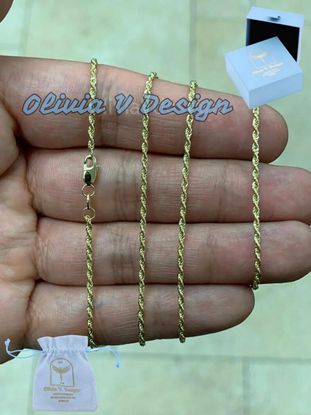 10K Gold Sparkle Rope Chain 1.5MM: Handmade Jewelry - Etsy