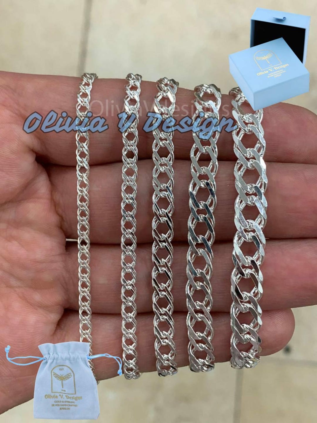 Sterling Silver Rambo Chain Necklace: Italian 925 Silver - Etsy