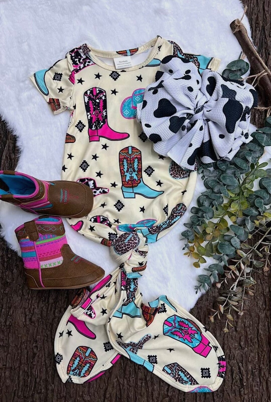 Ivory Cowgirl Western Baby Gown- Western Baby Gown- Traje De Bebé ...
