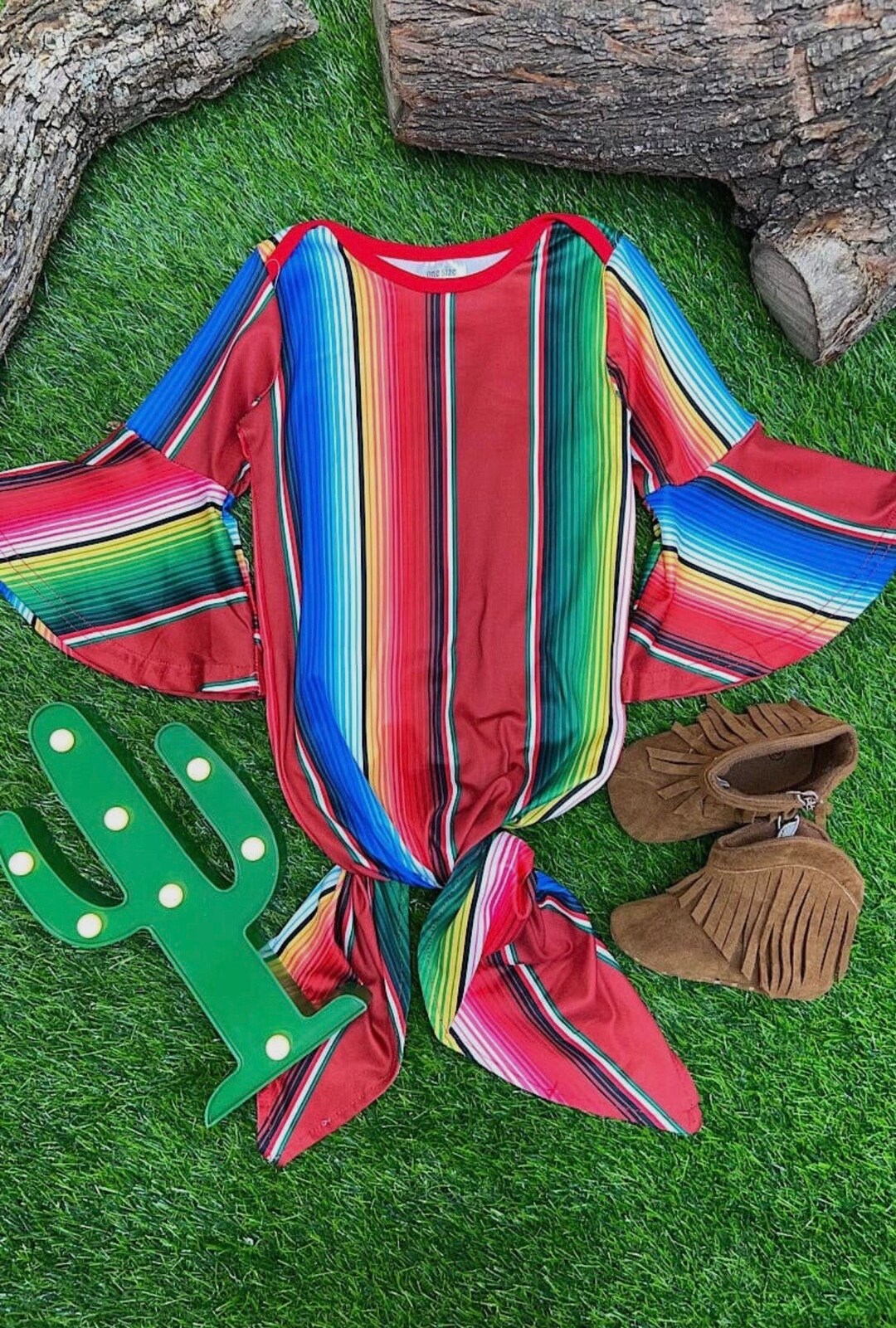 Red Serape Print Western Baby Gown- Cowboy Baby Gown-hospital Baby Gown ...