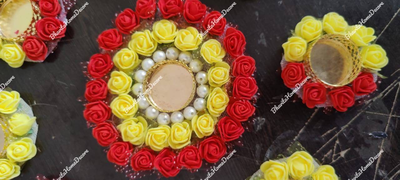 Beautiful Artificial Floral Rangoli Yellow Red Color Flower - Etsy