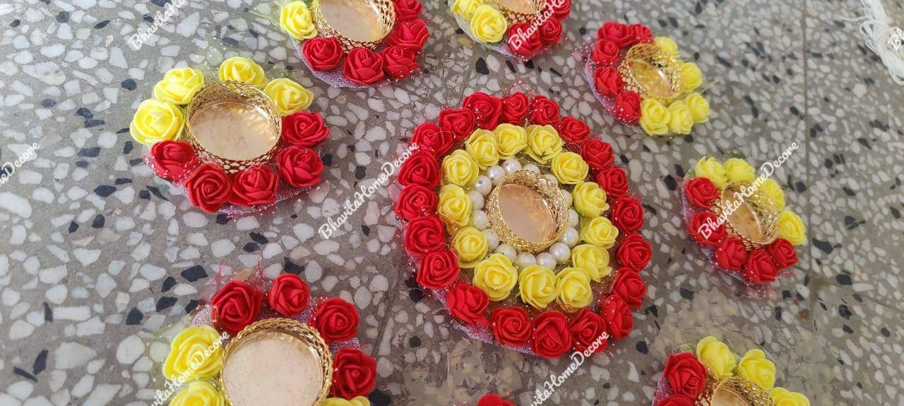 Beautiful Artificial Floral Rangoli Yellow Red Color Flower - Etsy