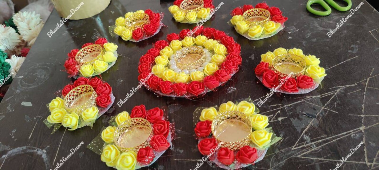 Beautiful Artificial Floral Rangoli Yellow Red Color Flower - Etsy