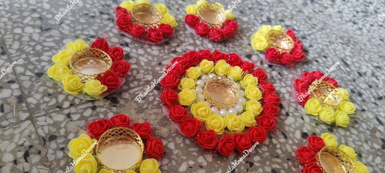 Beautiful Artificial Floral Rangoli Yellow Red Color Flower - Etsy